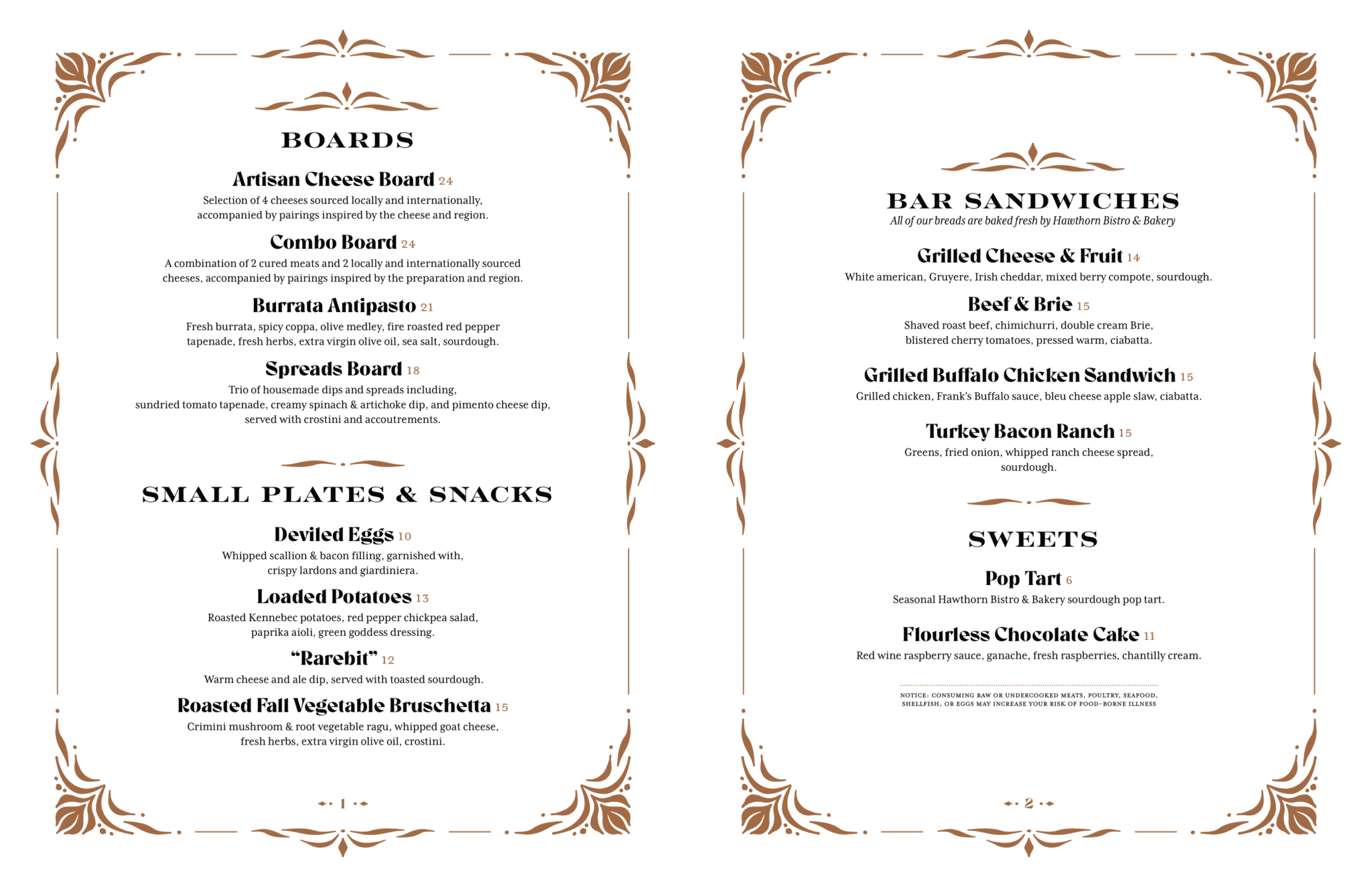 Menus – Bar 1903